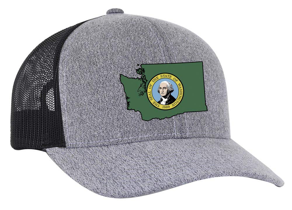 Heritage Pride Embroidered State Flag Mesh Back Trucker Hat-Washington ...