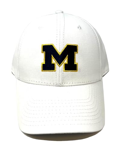 MVP Michigan Wolverines Logo Solid White Curved Bill Adjustable Hat ...