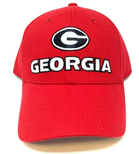 Red University of Georgia Bulldogs UGA Text Logo MVP Curved Bill Adjus ...