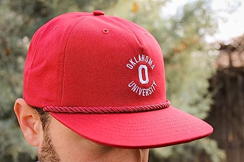 Red & West NCAA Oklahoma Sooners Old School Flat Brim 5 Panel Rope Hat ...